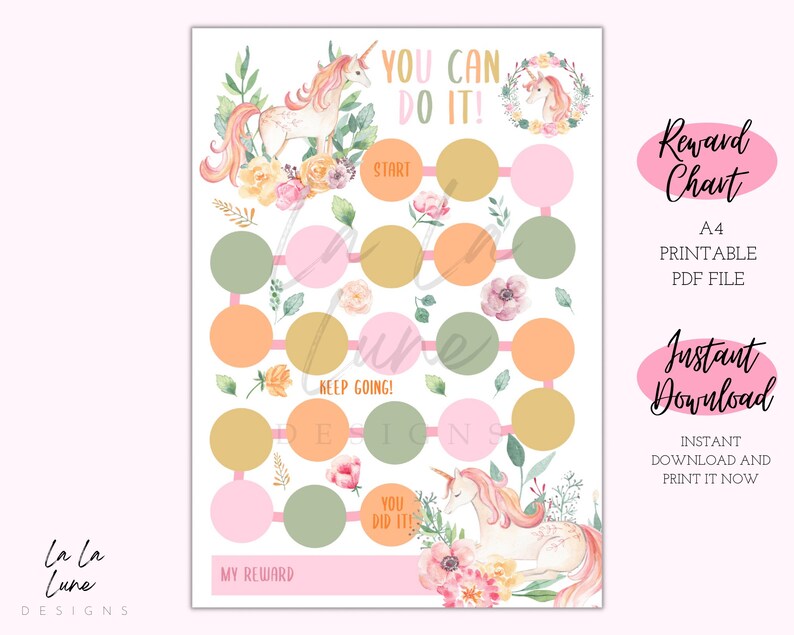 Printable Unicorn Reward Chart | Instant Download Kids Behaviour Chart ...