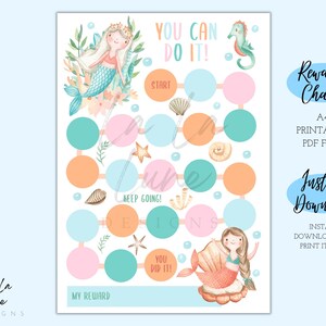 Printable Mermaid Reward Chart | Instant Download Kids Behaviour Chart ...