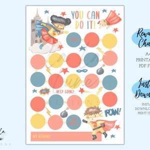Printable Hero Reward Chart | Instant Download Kids Behaviour Chart ...