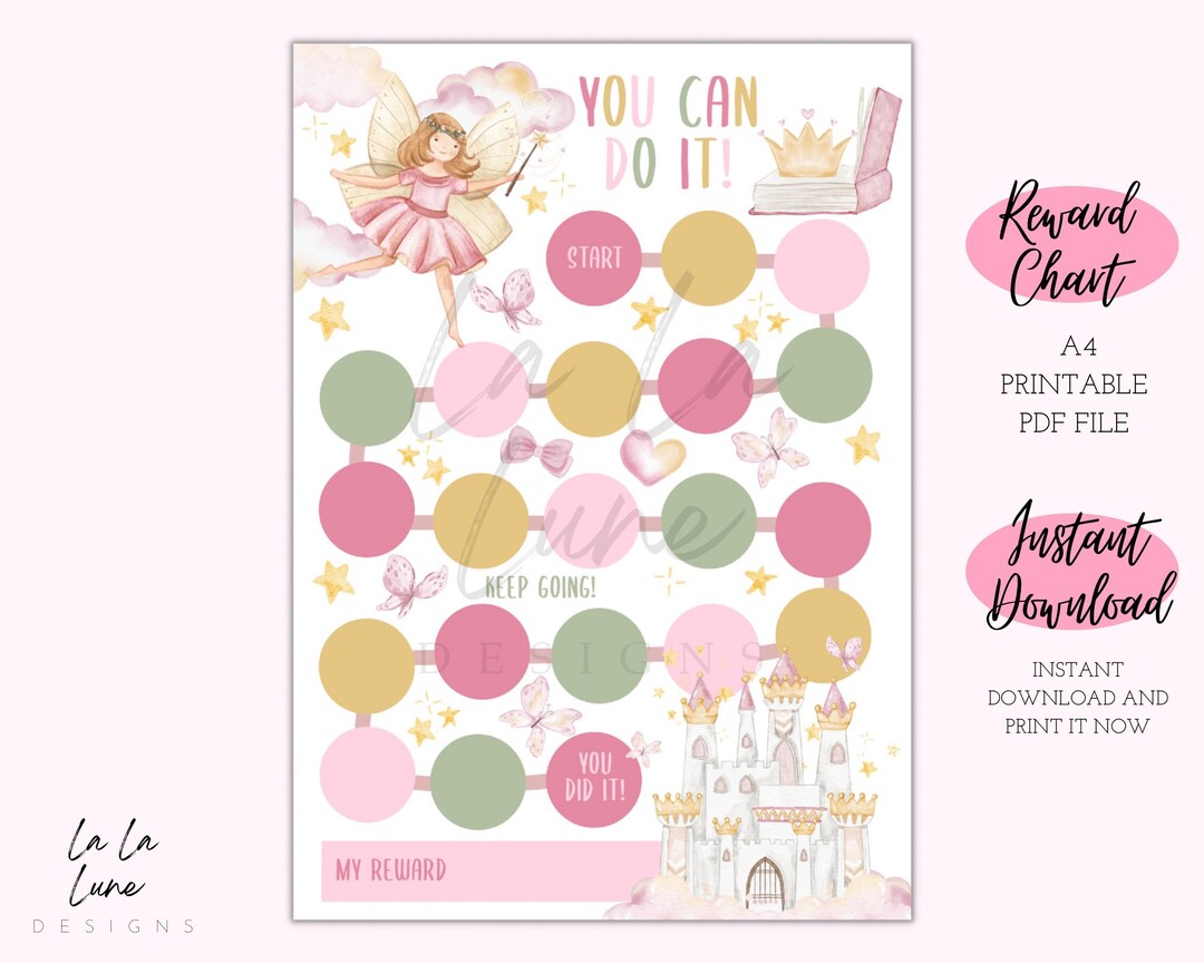 Printable Fairy Reward Chart | Instant Download Kids Behaviour Chart ...