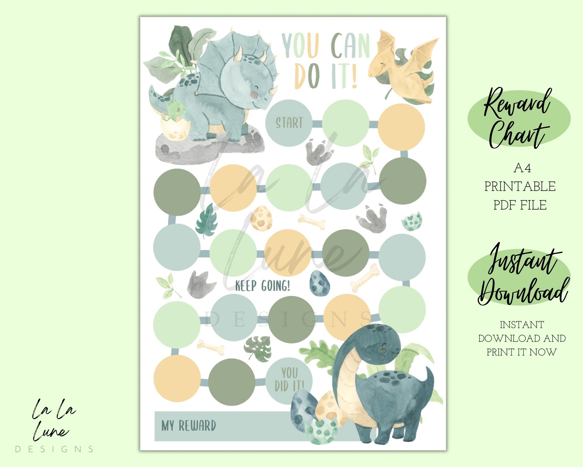 Printable Dinosaur Reward Chart Instant Download Kids Behaviour Chart ...