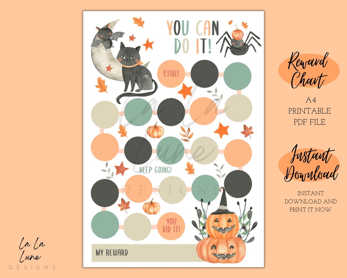 Printable Halloween Reward Chart | Instant Download Kids Behaviour ...
