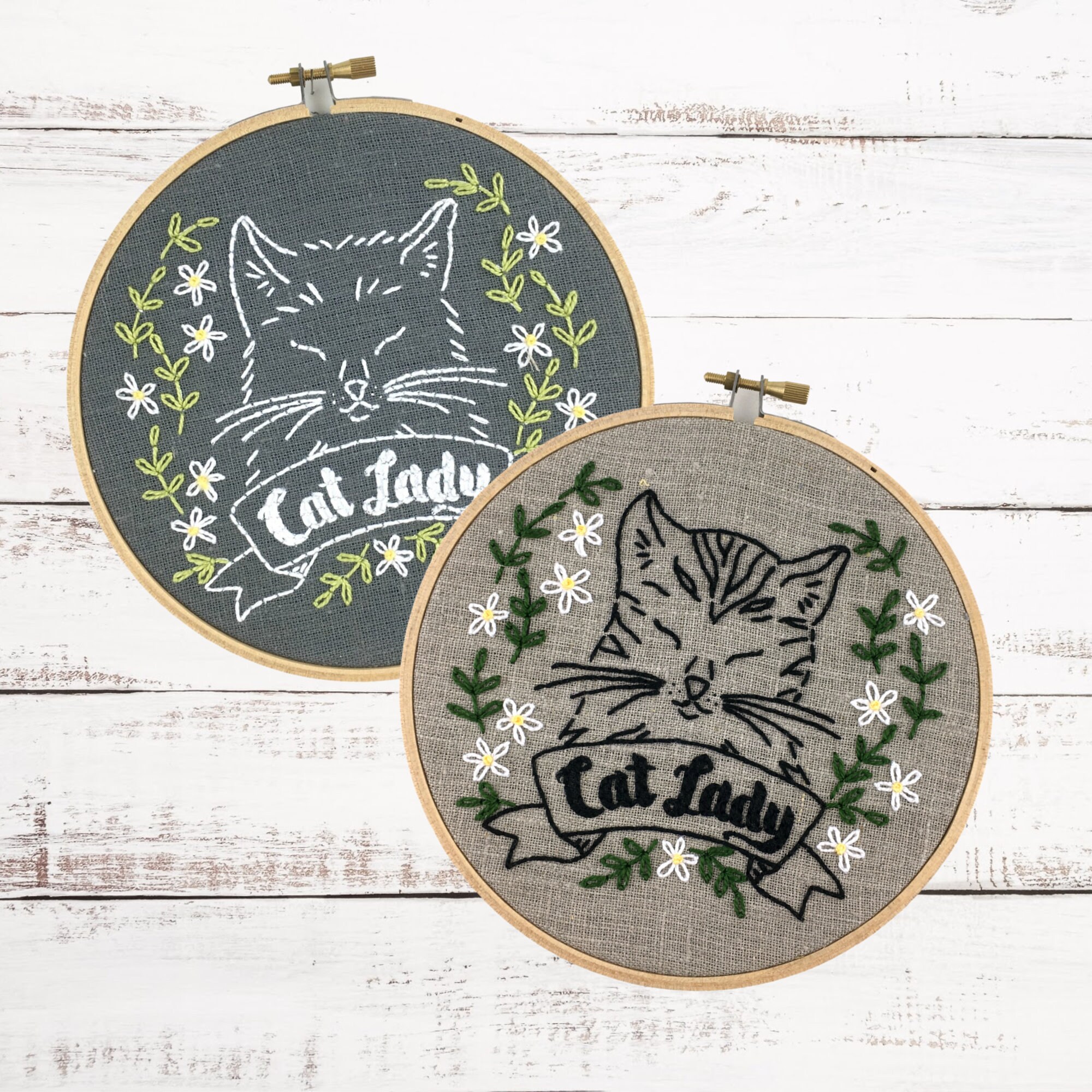 Modern Embroidery Kit: Cat Lady - Etsy