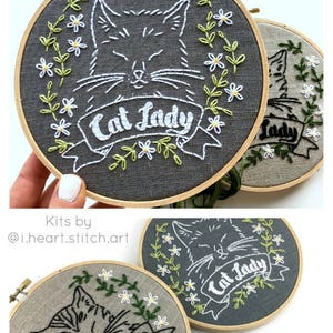 Cat Lady Hand Embroidery Pattern, Hand Embroidery Pattern PDF, PDF ...