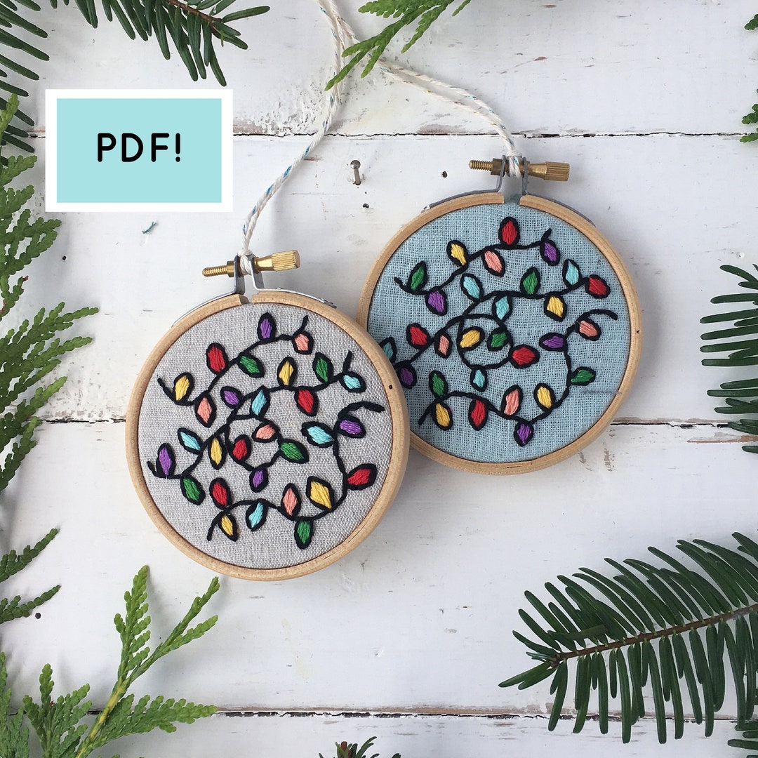 Christmas Lights Ornament Embroidery Pattern, LIT Ornament Embroidery ...