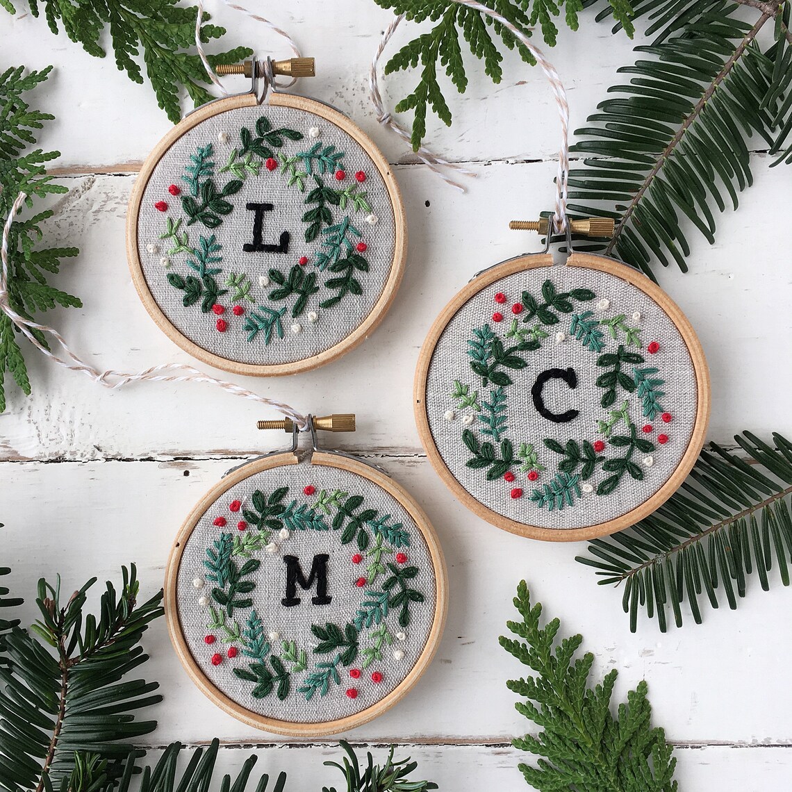 Embroidery Christmas Ornament Pattern Monogram Ornament - Etsy