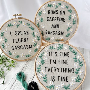 Sarcastic Embroidery Kit: It's Fine Beginner DIY Craft - Etsy
