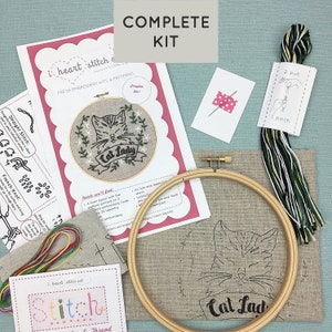 Modern Embroidery Kit: Cat Lady - Etsy