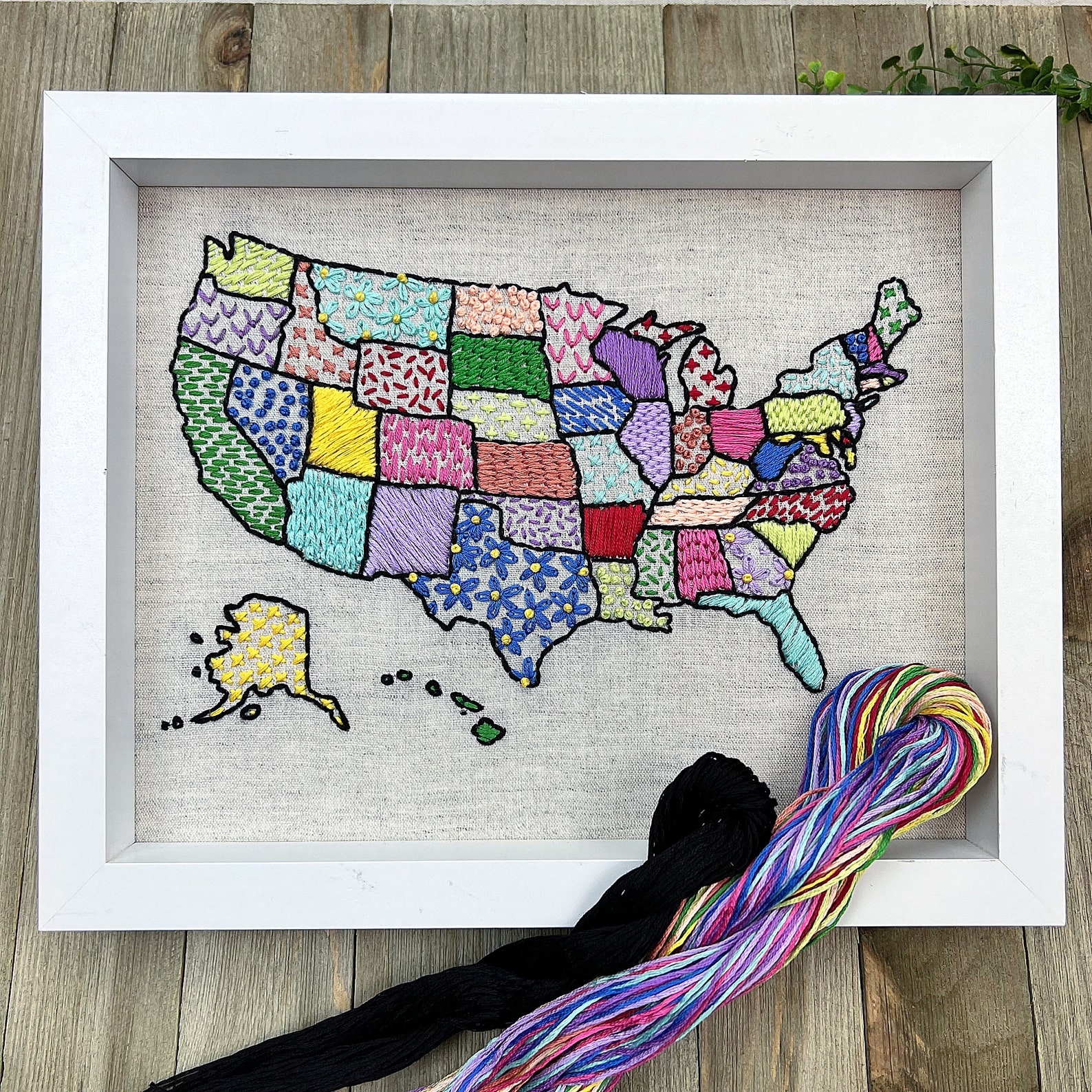 USA Map Embroidery Kit United States Map America Map - Etsy