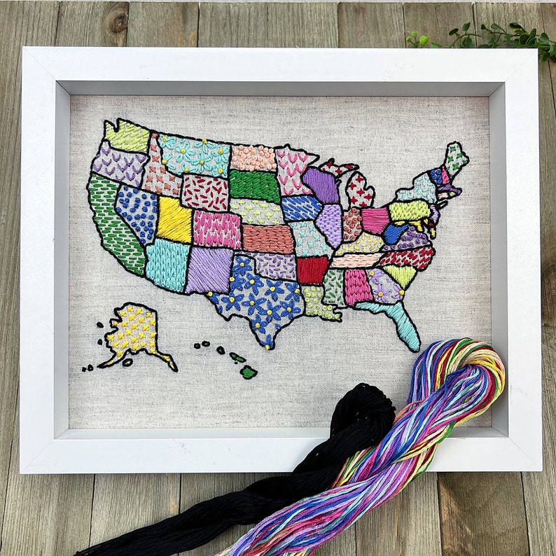 USA Map Embroidery Kit United States Map America Map - Etsy