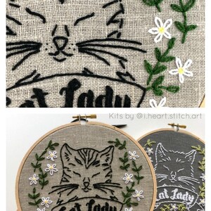 Modern Embroidery Kit: Cat Lady - Etsy