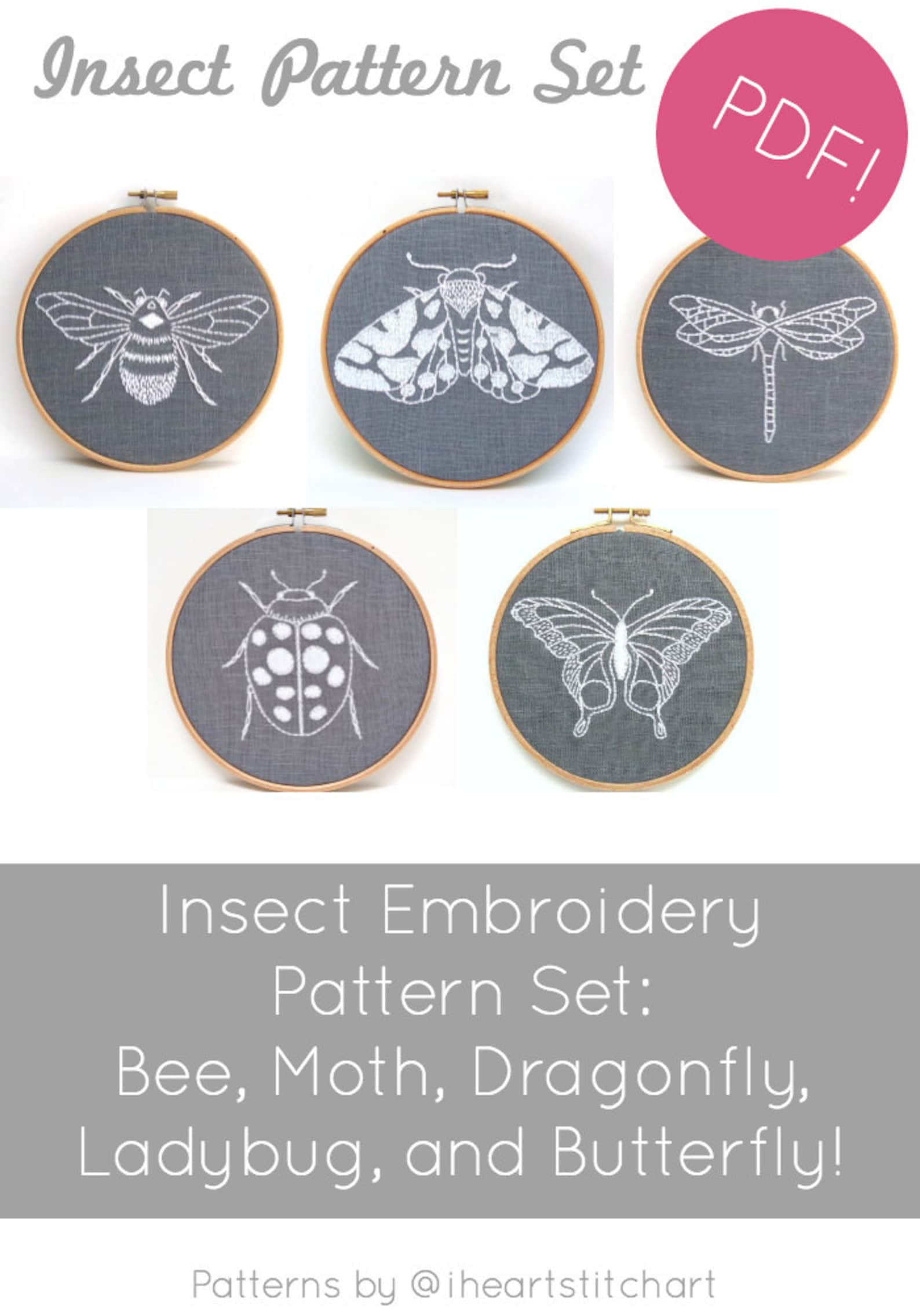 PDF Embroidery Pattern Set Insect Patterns Hand Embroidery - Etsy UK