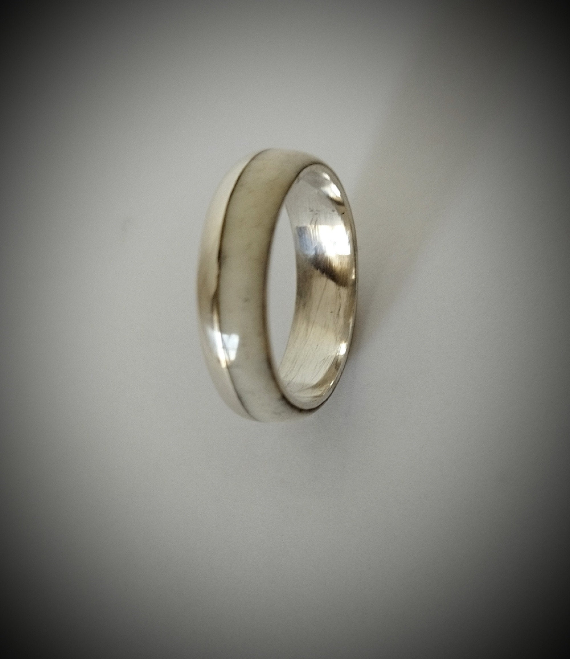 BONE RING, RECYCLED Ring Men, Aesthetic Modern Wedding Silver and Bone ...