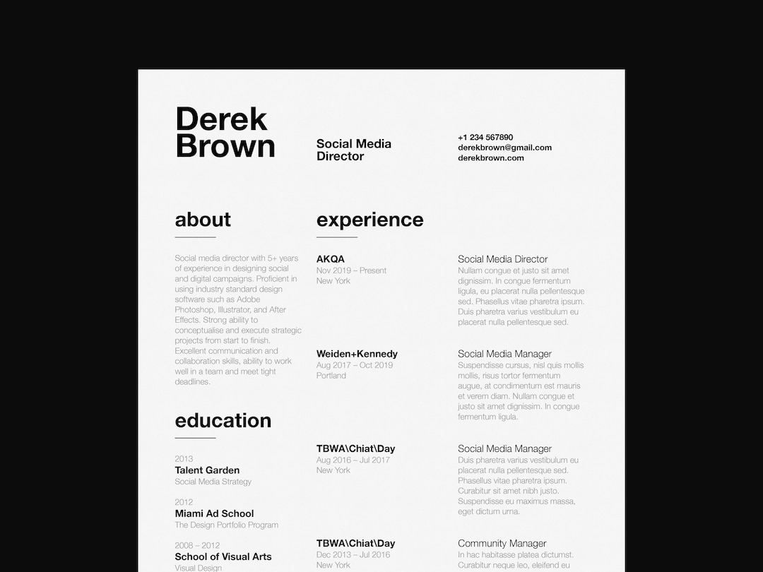 Resume Template for Google Docs, Word, Pages / Modern, Professional ...