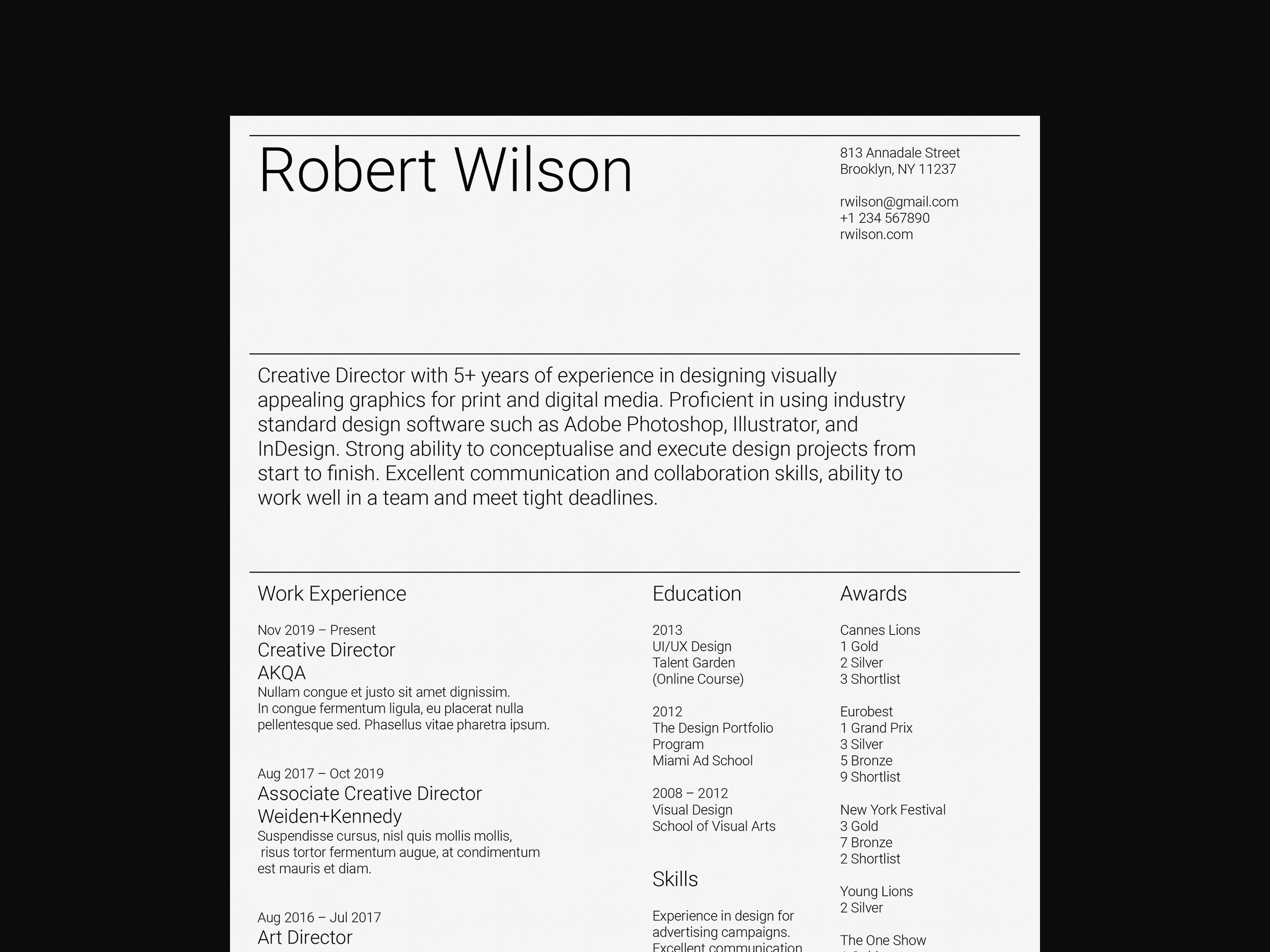 Resume Template for Google Docs, Word, Pages / Modern, Professional ...