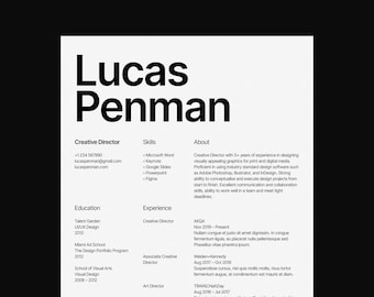 Resume Template for Google Docs, Word, Pages / Modern, Professional ...