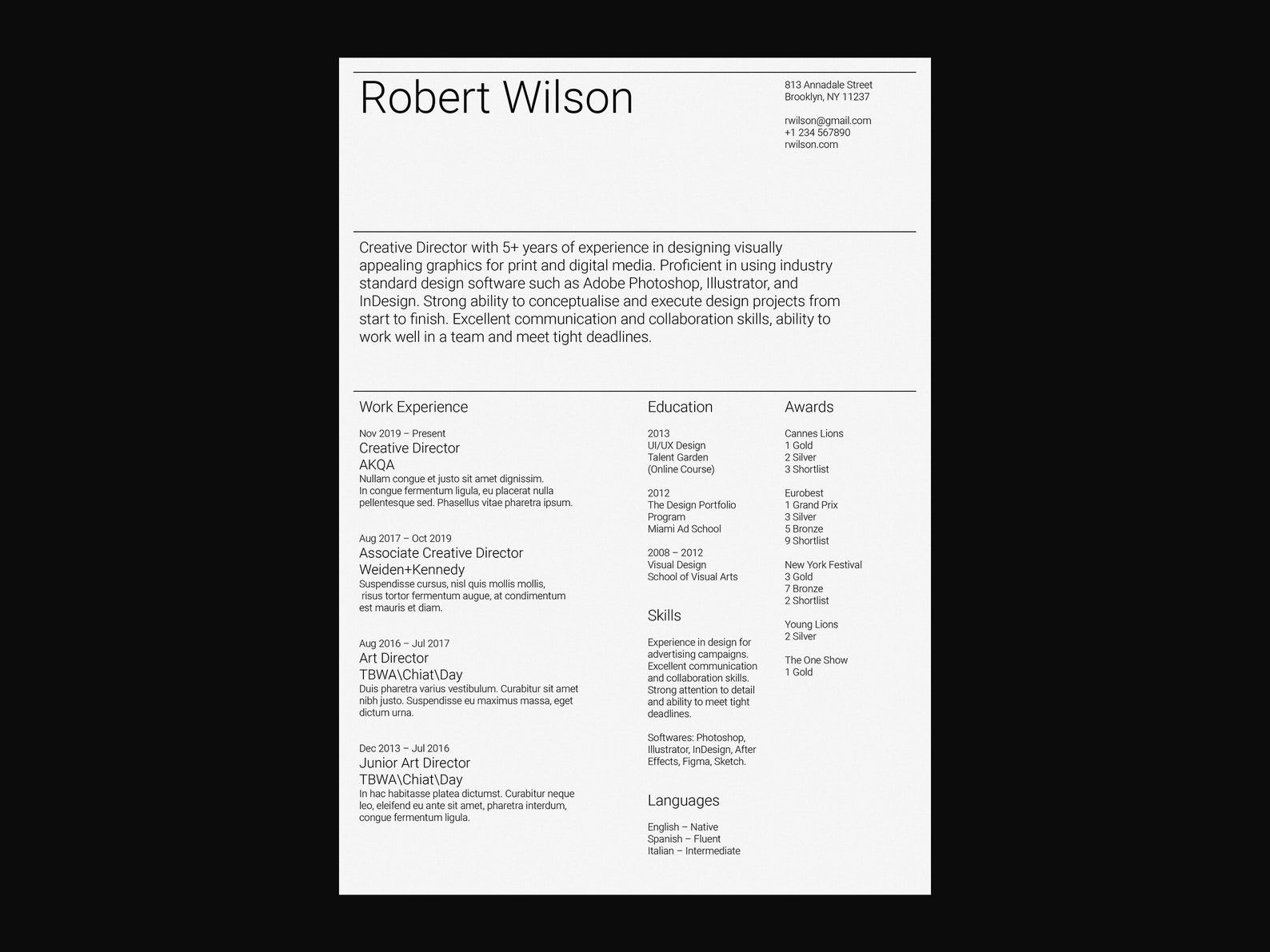Resume Template for Google Docs, Word, Pages / Modern, Professional ...