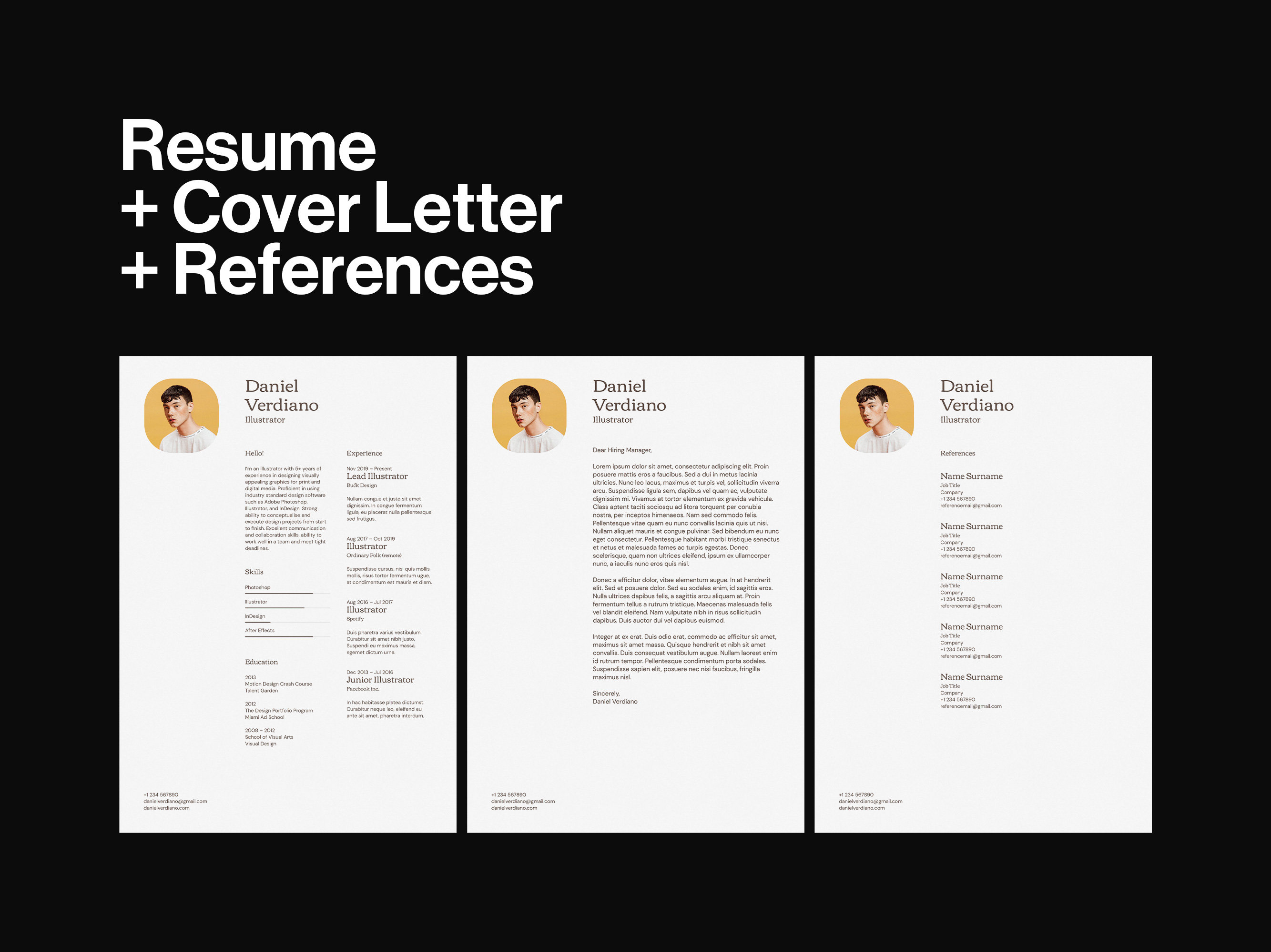Resume Template for Google Docs, Word, Pages / Modern, Professional ...