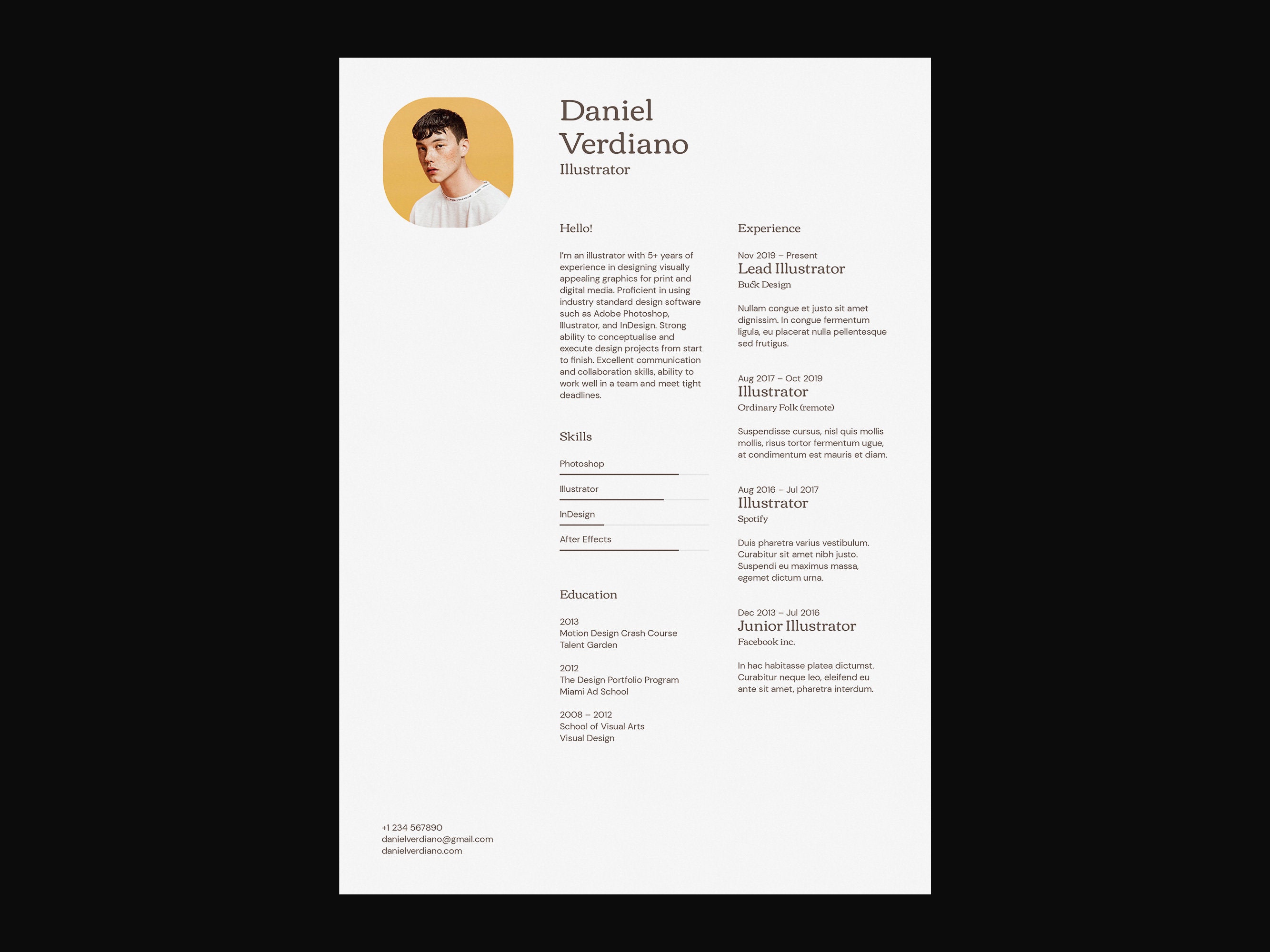 Resume Template for Google Docs, Word, Pages / Modern, Professional ...