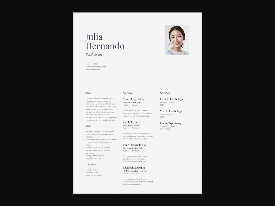 Resume Template for Google Docs, Word, Pages / Modern, Professional ...