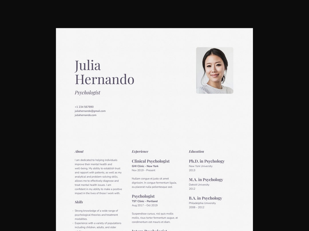 Resume Template for Google Docs, Word, Pages / Modern, Professional ...
