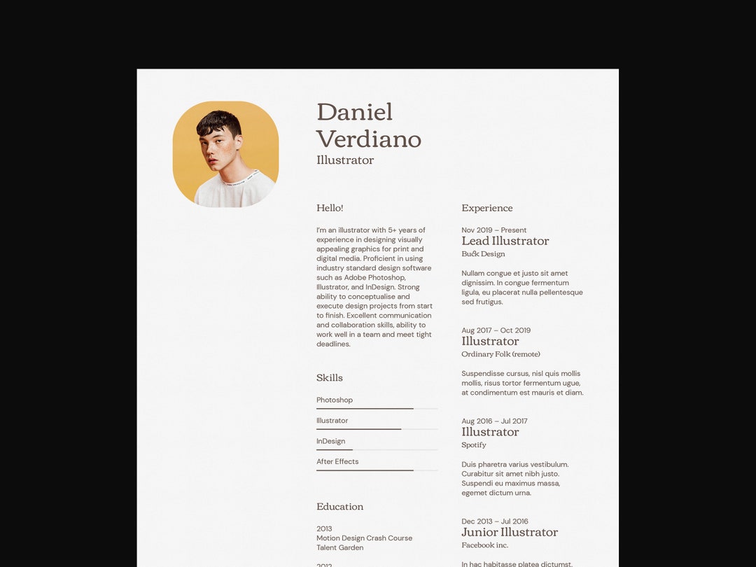 Resume Template for Google Docs, Word, Pages / Modern, Professional ...