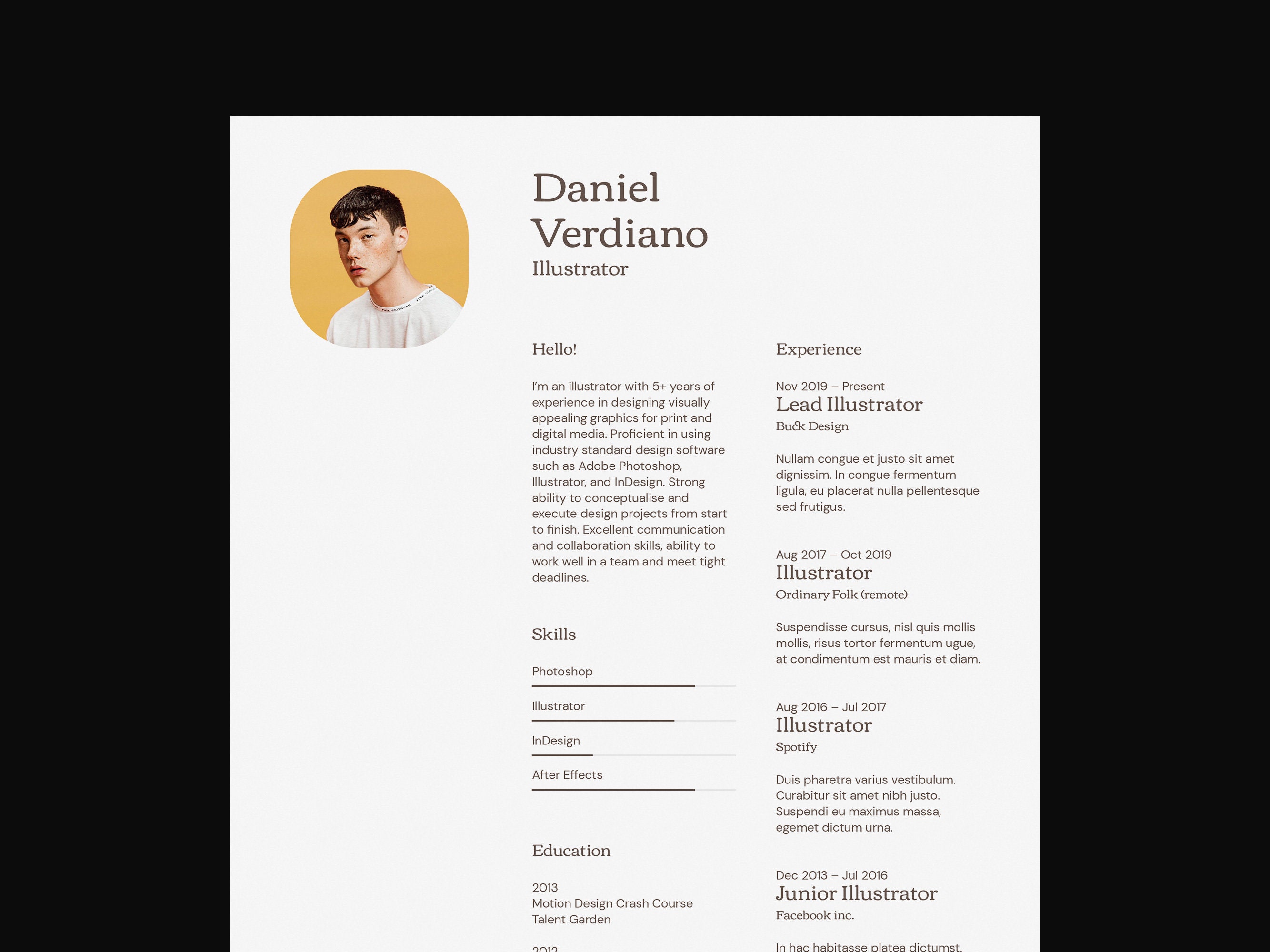 Resume Template for Google Docs, Word, Pages / Modern, Professional ...