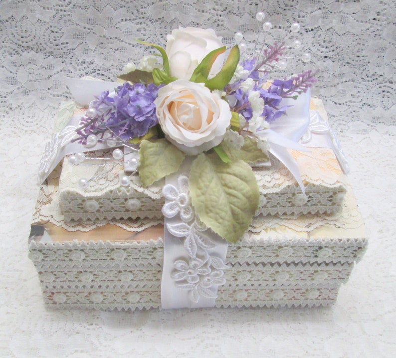 Gorgeous Stack of Books With Lace Flowers Appliques Satin | Etsy