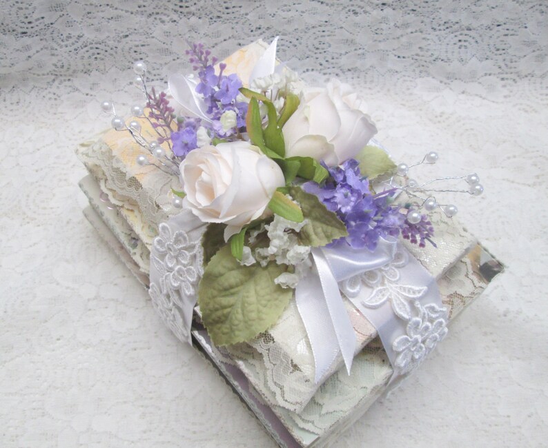 Gorgeous Stack of Books With Lace Flowers Appliques Satin - Etsy
