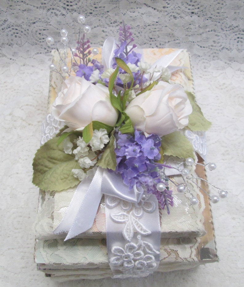 Gorgeous Stack of Books With Lace Flowers Appliques Satin | Etsy