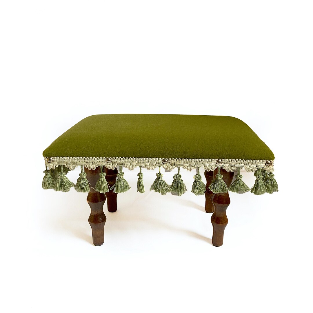 Vintage Foot Rest Padded - Whimsical 60s Green Plush Footstool - Etsy