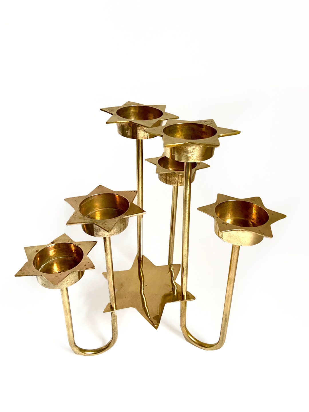 Celestial Brass Candlelight Centerpiece - Starlight Brass Candle Holder ...