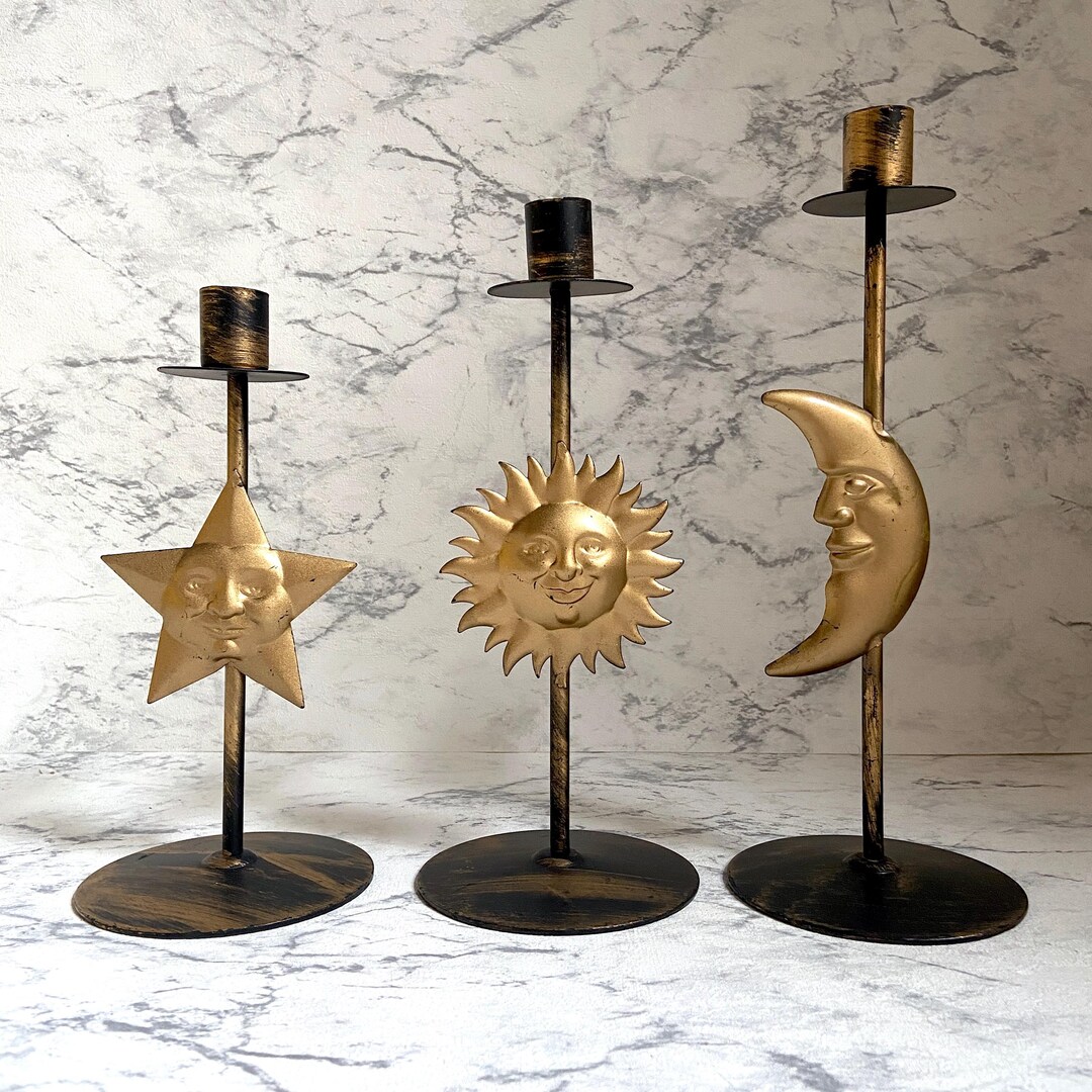 Sun Moon Star Candlestick/ Vintage Candlestick Set of 3 - Etsy