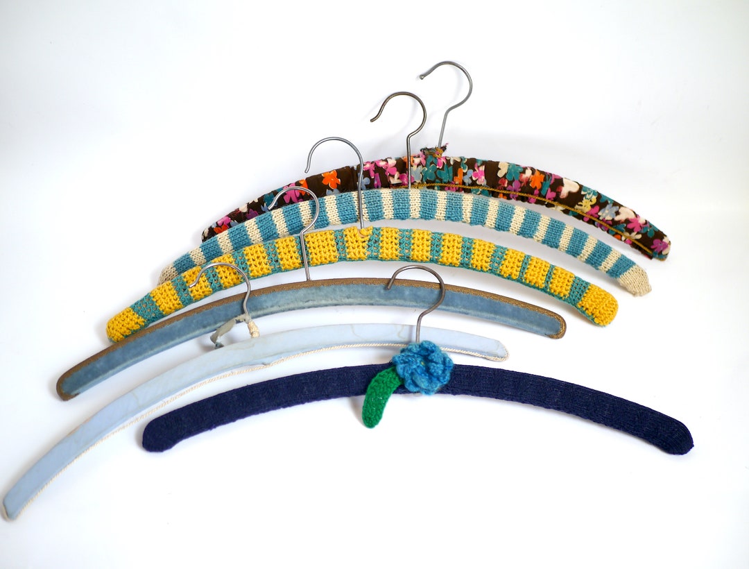 Vibrant Set of Original Vintage Clothes Hangers, Collection of Six ...