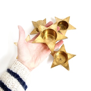 Vintage Candle Holders Star Shaped - Solid Brass Star Candlelights - Etsy