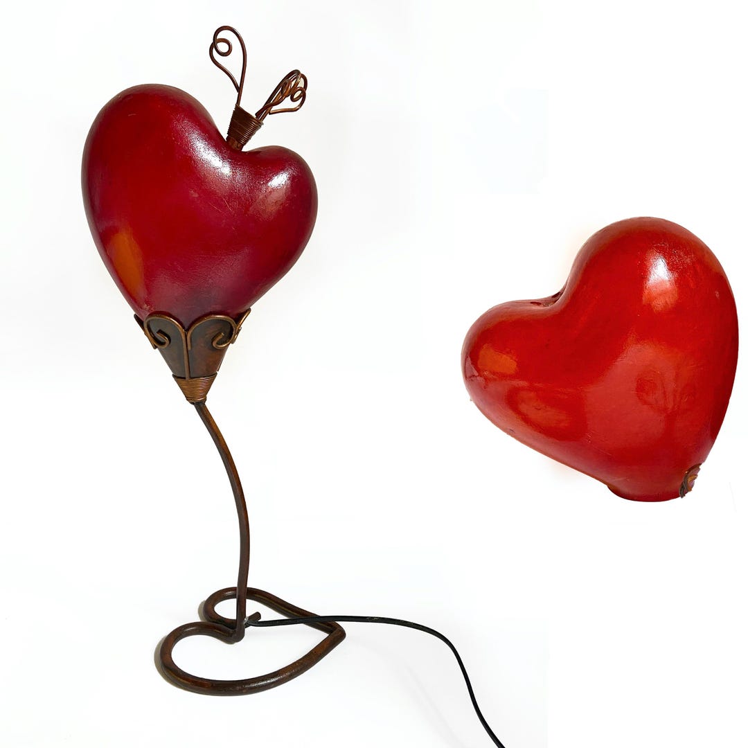 90s Heart-shaped Lamp | Vintage Lovestruck Statement Soothing Red Light ...