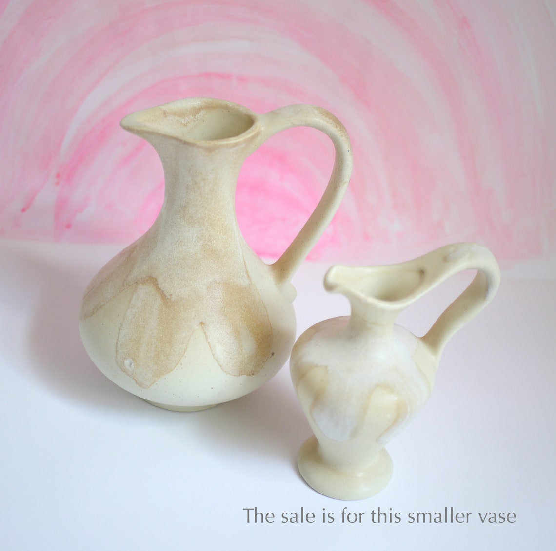 Vintage Ceramic Handle Vase, Small Decorative Carafe in Beige - Etsy
