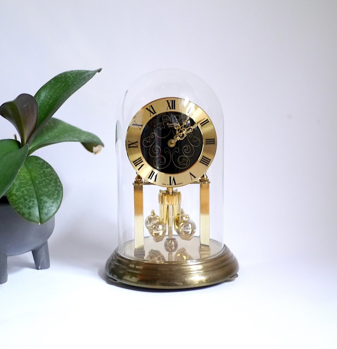 Vintage Dome Clock Kundo Germany Mantle Pendulum Clock With Glass Dome - Etsy