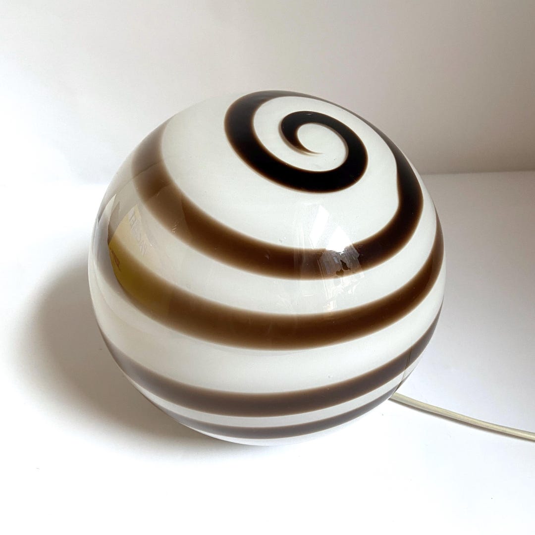 Vintage Zebra Swirl Glass Lamp – Retro Light for Soothing Ambiance ...