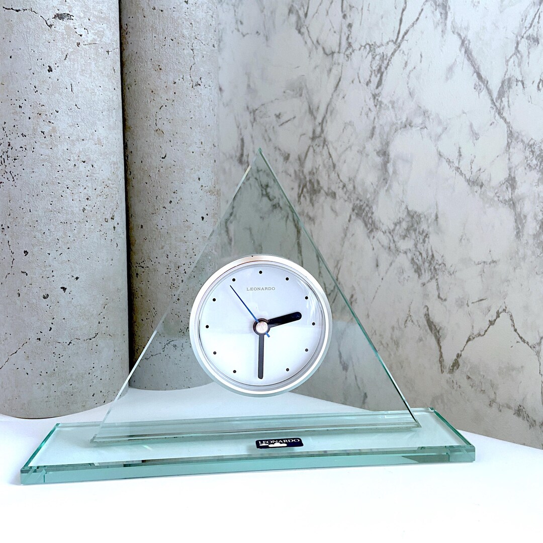Postmodern Triangle Pyramid Desk Clock Made of Glass, Memphis Style - Etsy