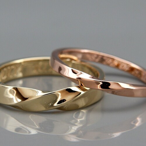 14k Gold Mobius Wedding Rings Set With Diamonds His and Hers - Etsy