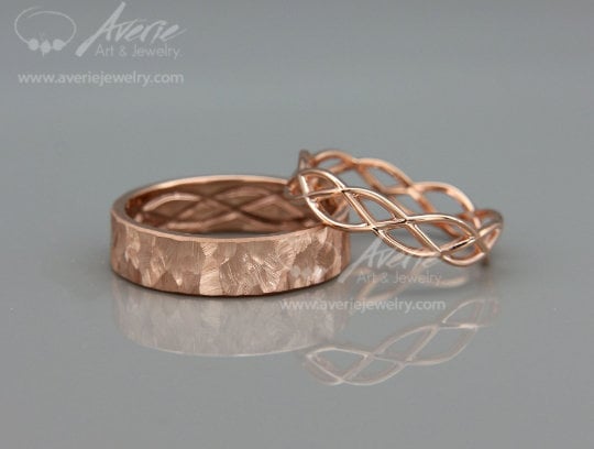 14K Rose Gold Celtic Wedding Rings Set Handmade 14k rose | Etsy