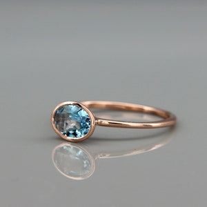 March's Birthstone Aquamarine Ring | Handmade Solid 14k Rose Gold Ring ...