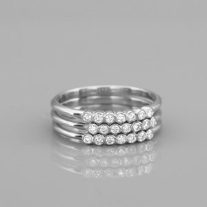Diamond Stackable Ring | 14k Solid Gold Diamond Stacking Ring | Petite ...