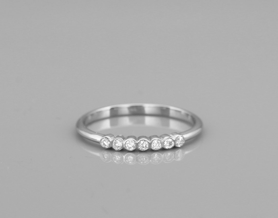 Diamond Stackable Ring | 14k White Gold Diamond Stacking Ring | Petite ...