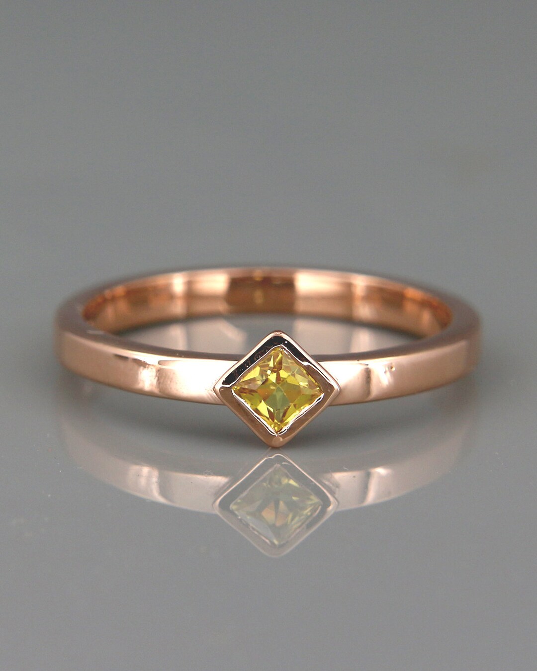 Citrine Stacking Ring | 14k Rose Gold Citrine Ring | Handmade Solid ...