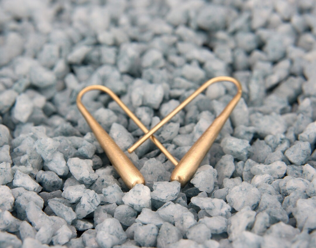Solid 14K Gold Drop Earrings | Long Matte Solid 14K Gold Earrings ...