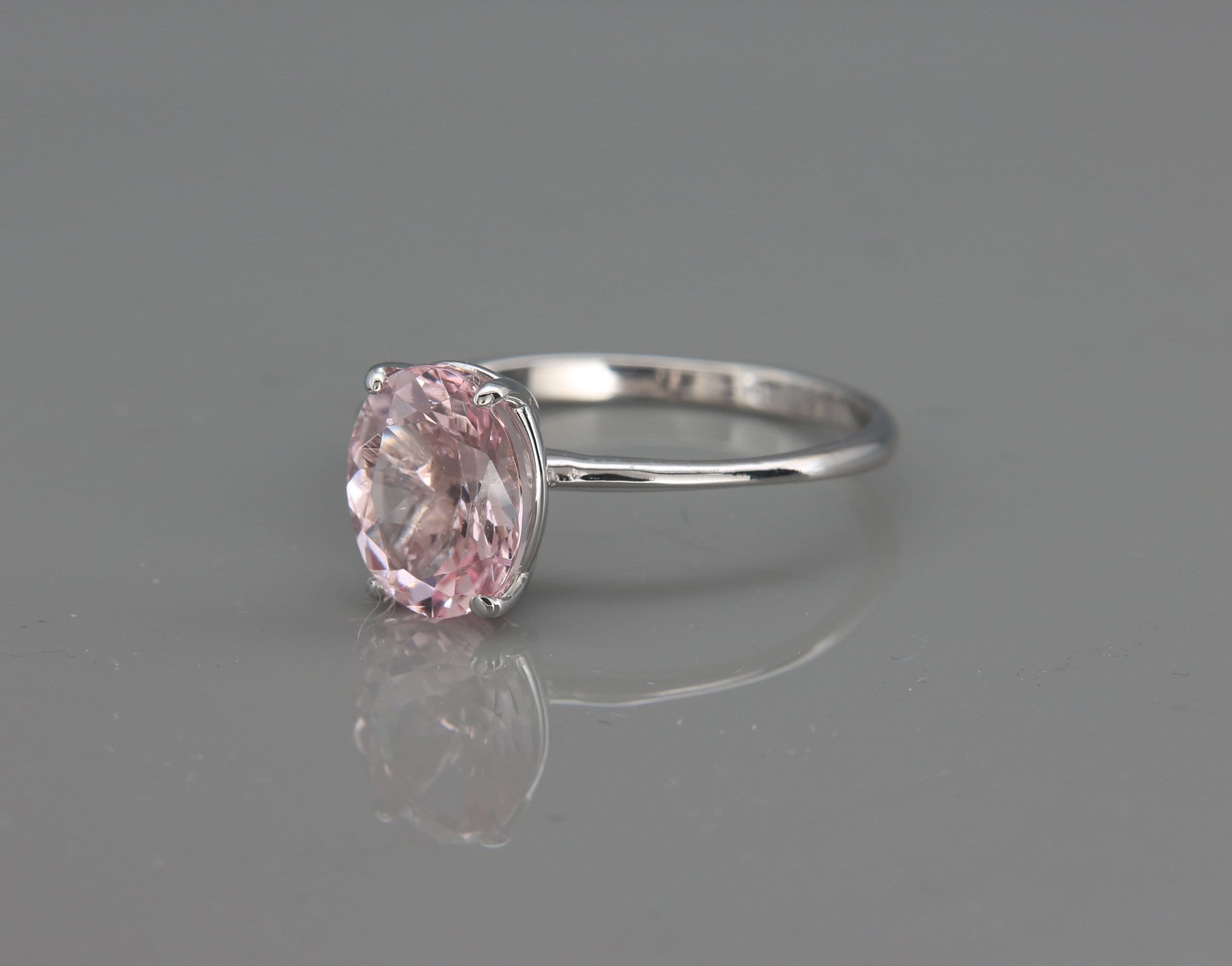 14k White Gold Morganite Ring White Gold Morganite Solitaire | Etsy
