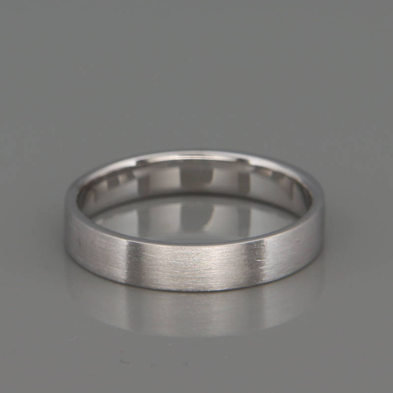 White Gold Matte Men's Wedding Band 14K White Gold | Etsy