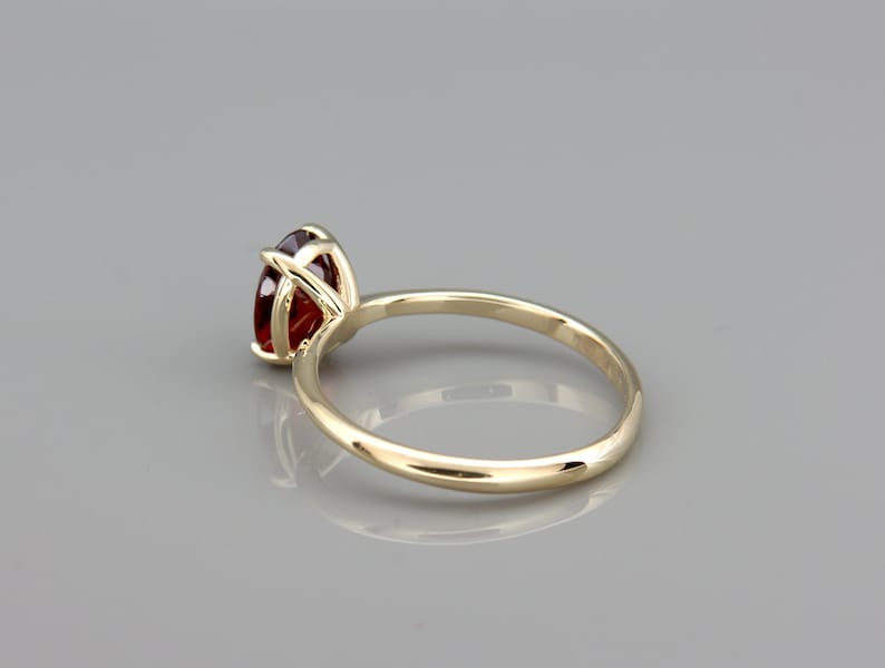 14k Gold Garnet Ring Solid Gold Garnet Solitaire Ring - Etsy